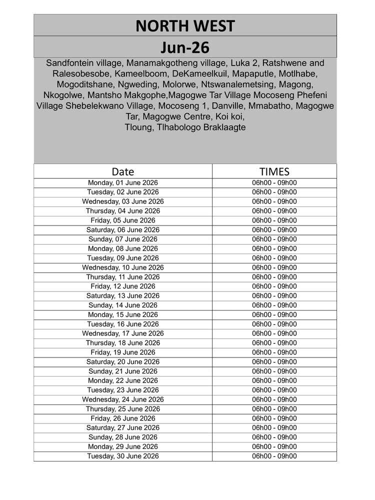North West Load Reduction Schedule July 2026 - Areas, Times & Today's ...